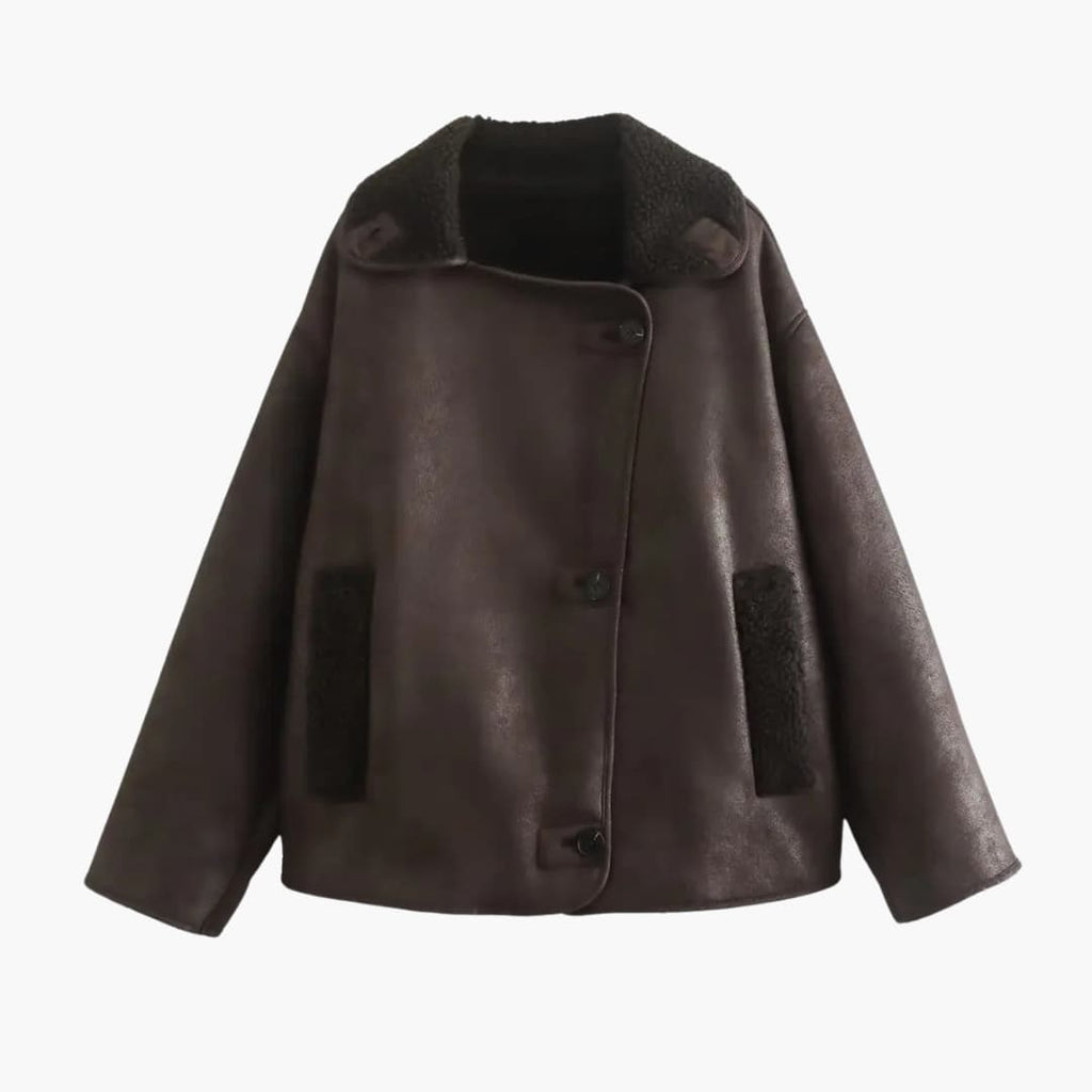 Fleece Jacket – Notched Collar – Front Pockets – Maya & Mina