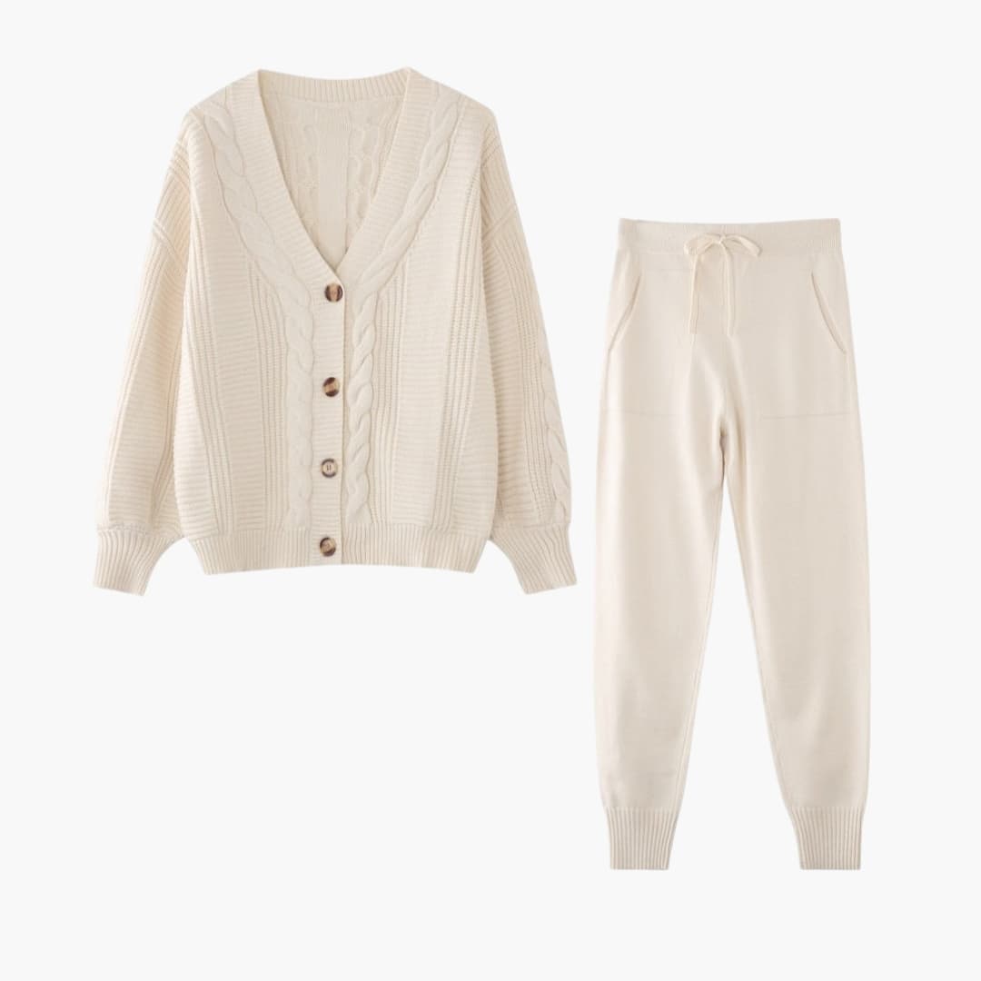 Two-Piece Knit Set – Cardigan and Bottoms – Maya & Mina