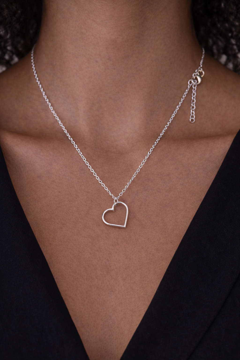 Gold and Silver Plated Smooth Heart Necklace – Open Outline Pendant De ...