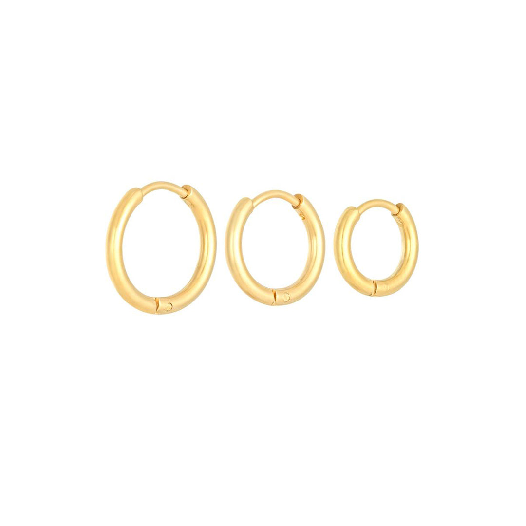 Three Little Gold Hoop Earrings Trio Set for Women – Maya & Mina