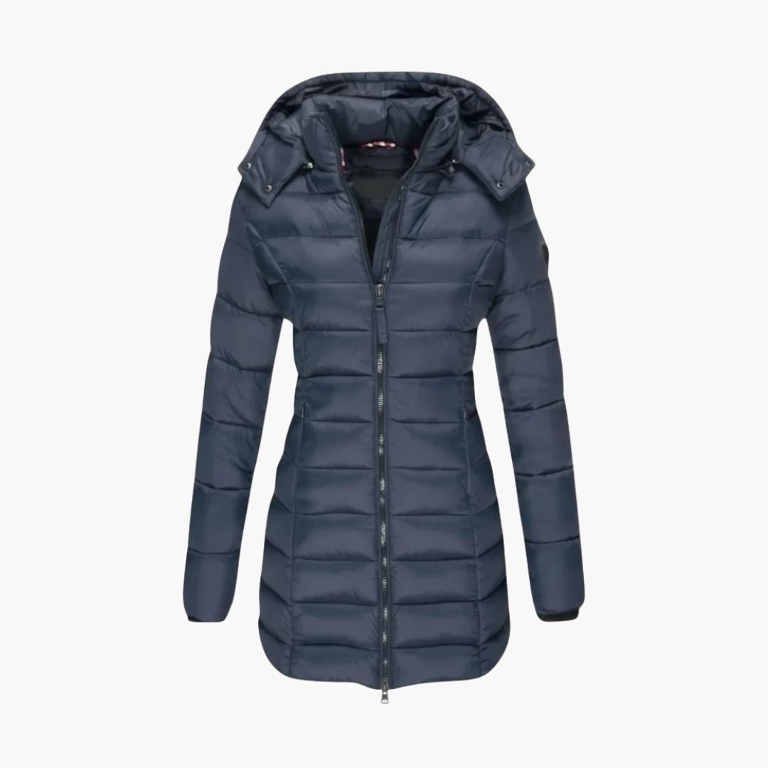 Women’s Winter Coat with Hood and Zipper – Maya & Mina